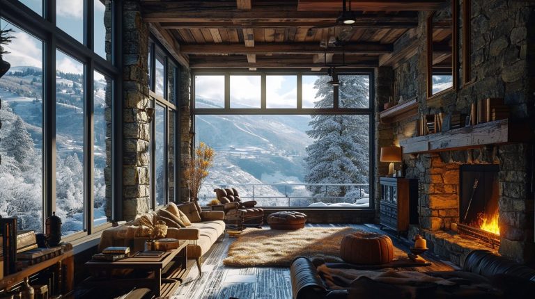 Rustic Modern House with a Snowy View