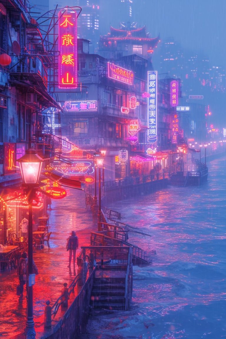 The Colorful Neon Coastal Shops