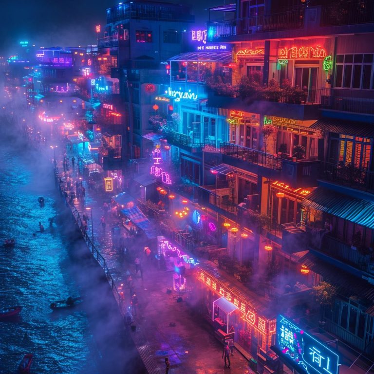 The Colorful Neon Coastal Shops
