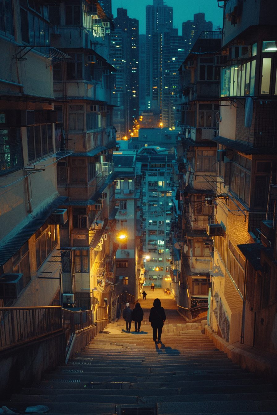 Between the Apartment Buildings of Hong Kong