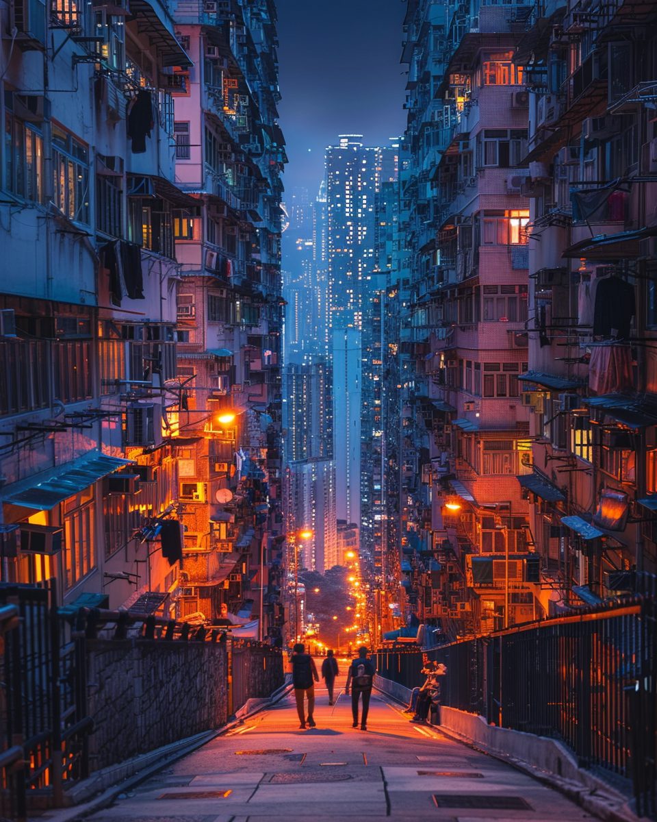 Between the Apartment Buildings of Hong Kong