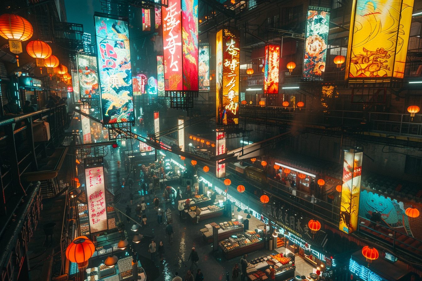Cyberpunk Chinatown Urban Landscape