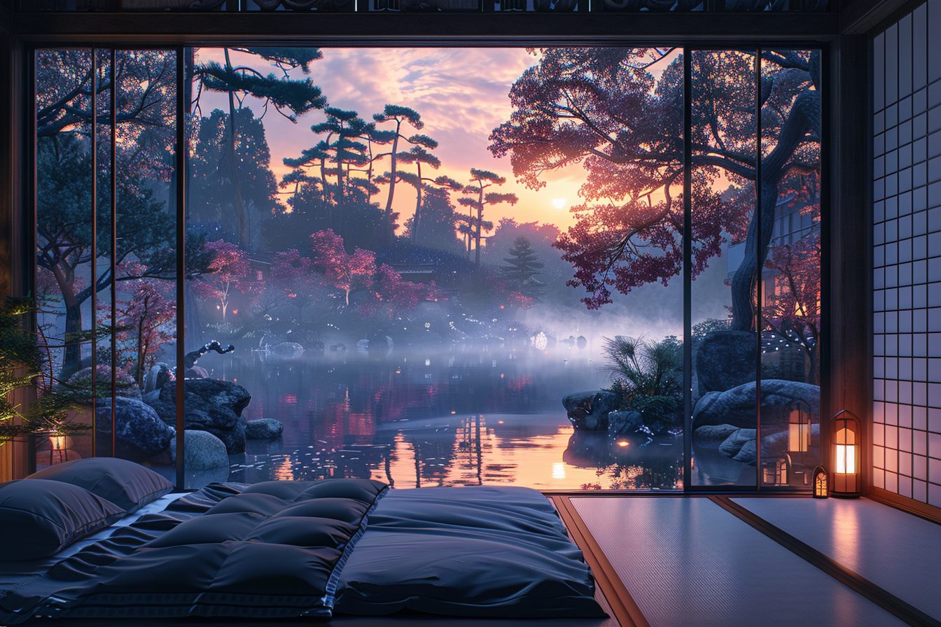 Japanese-Style Bedroom Interiors with a Beautiful View
