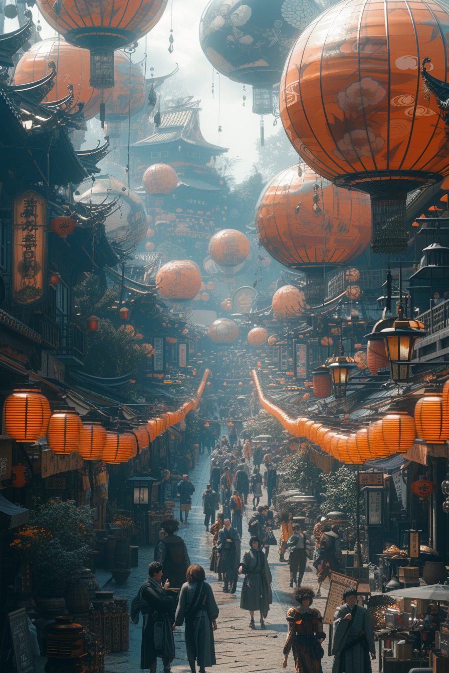 Traditional Japanese Villages with Steampunk Vibes