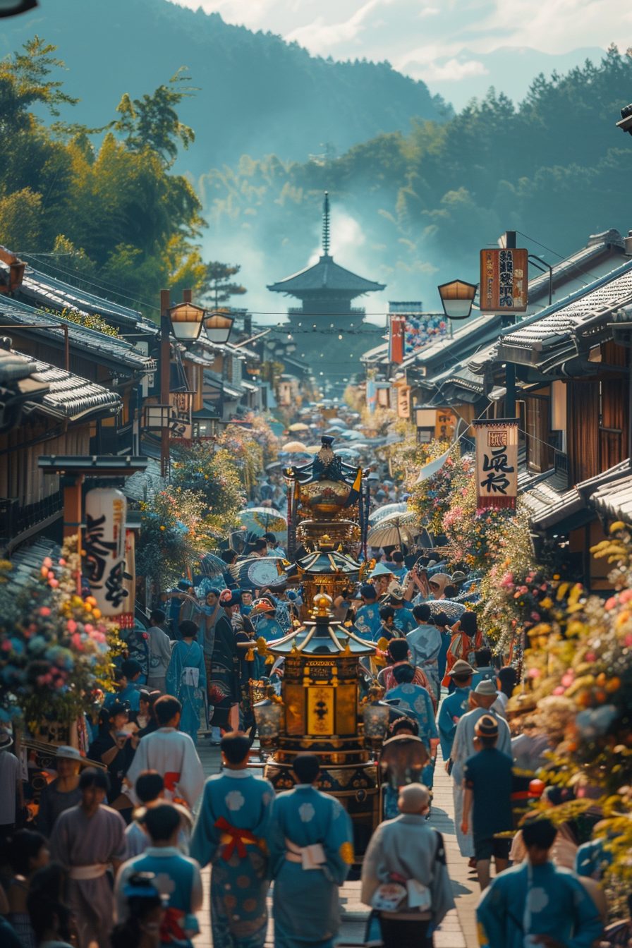 A Bustling Traditional Japanese Festival Event