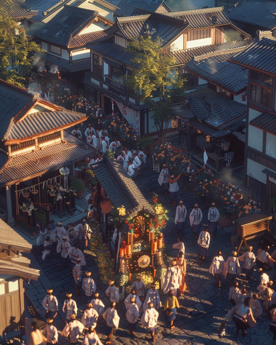 A Bustling Traditional Japanese Festival Event