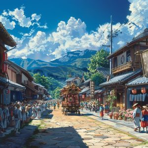 A Bustling Traditional Japanese Festival Event