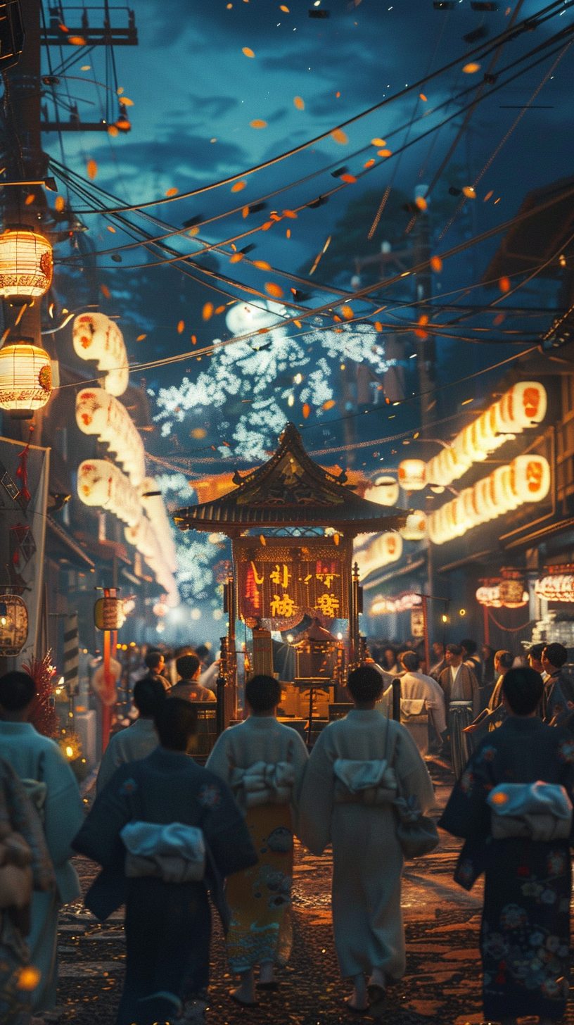 A Bustling Traditional Japanese Festival Event