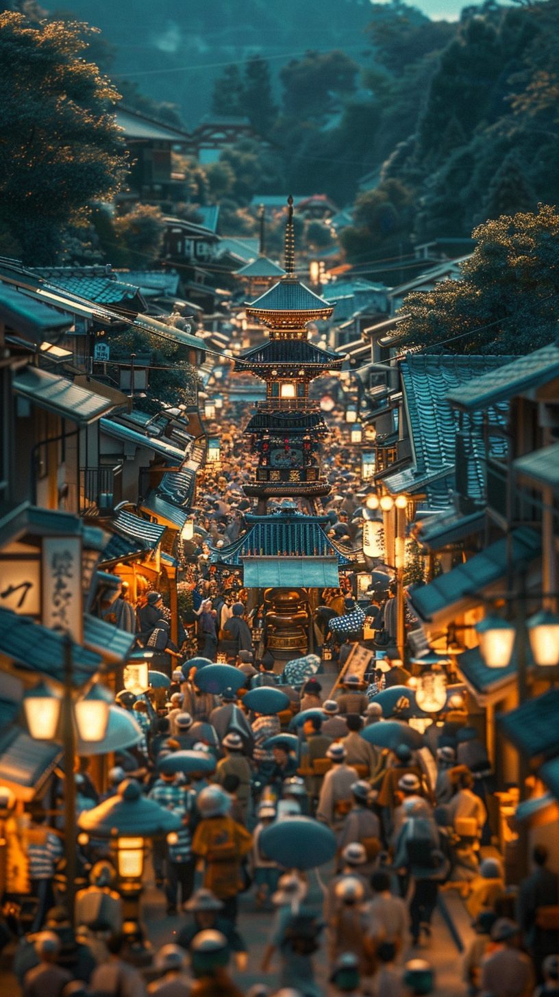 A Bustling Traditional Japanese Festival Event