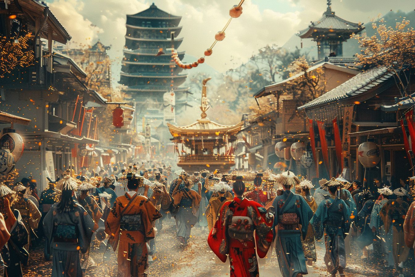 A Bustling Traditional Japanese Festival Event