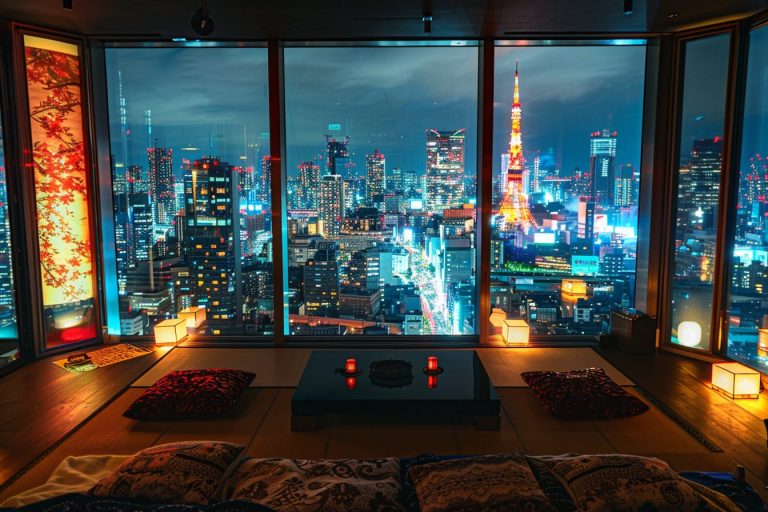Cyberpunk Japanese-Style Apartments of Neo Tokyo City