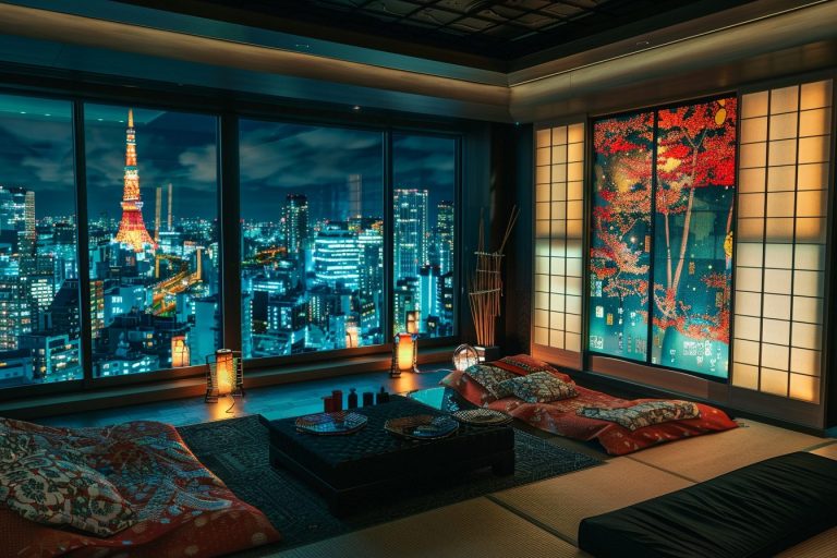 Cyberpunk Japanese-Style Apartments of Neo Tokyo City