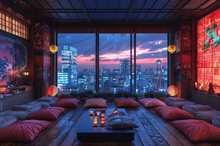 Cyberpunk Japanese-Style Apartments of Neo Tokyo City