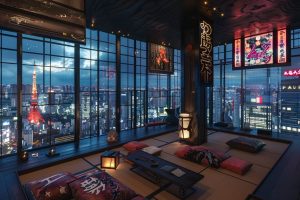 Cyberpunk Japanese-Style Apartments of Neo Tokyo City