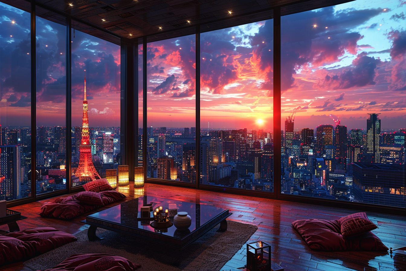 Cyberpunk Japanese-Style Apartments of Neo Tokyo City