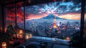 Cyberpunk Japanese-Style Apartments of Neo Tokyo City