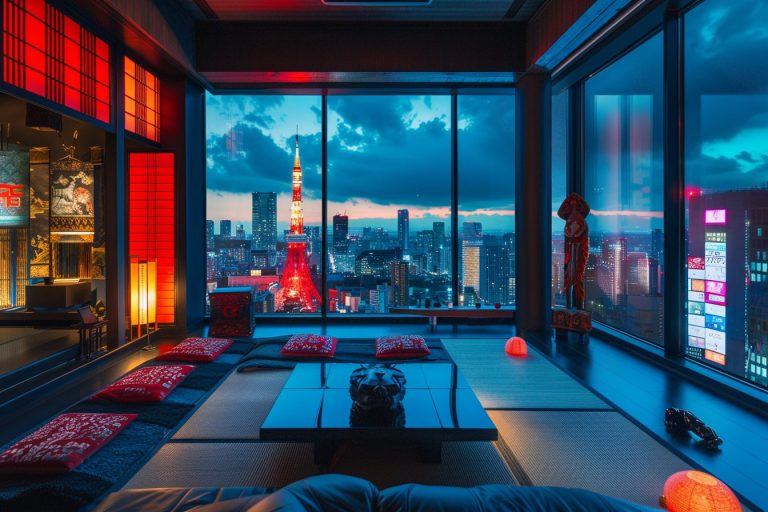 Cyberpunk Japanese-Style Apartments of Neo Tokyo City