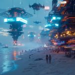 Futuristic Beach Resort of Cyberpunk City