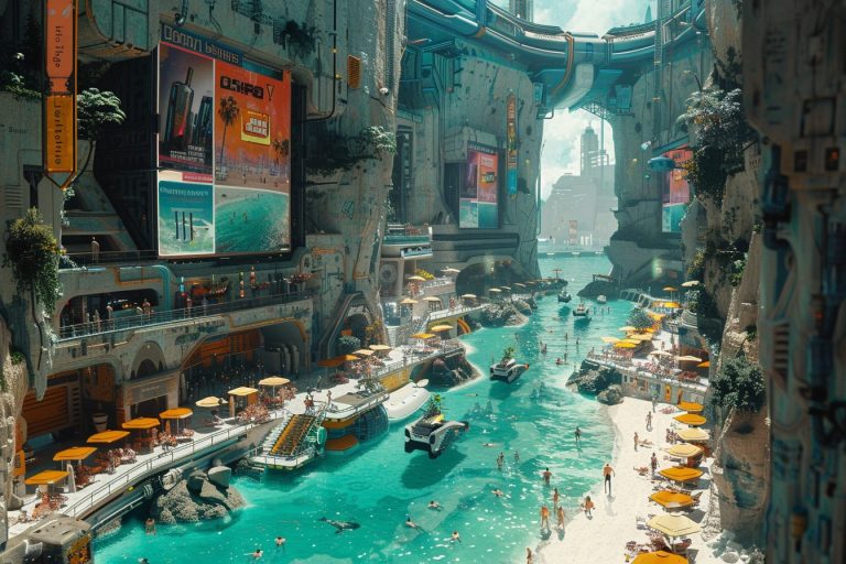 Futuristic Beach Resort of Cyberpunk City