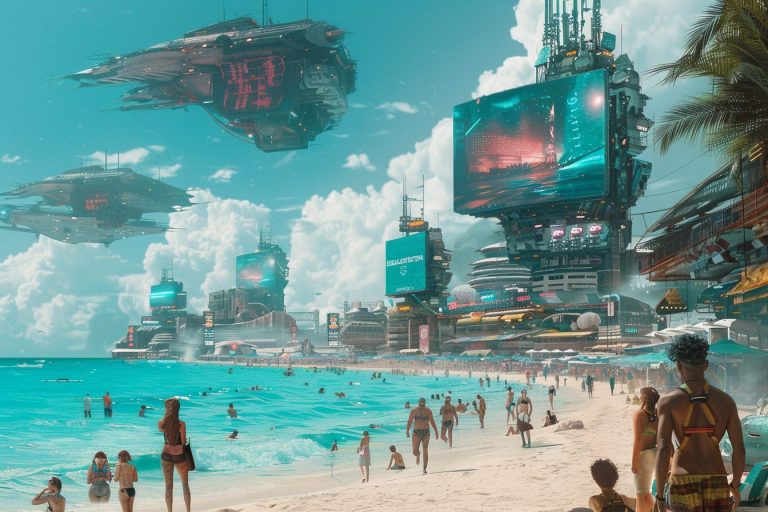Futuristic Beach Resort of Cyberpunk City