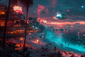 Futuristic Beach Resort of Cyberpunk City