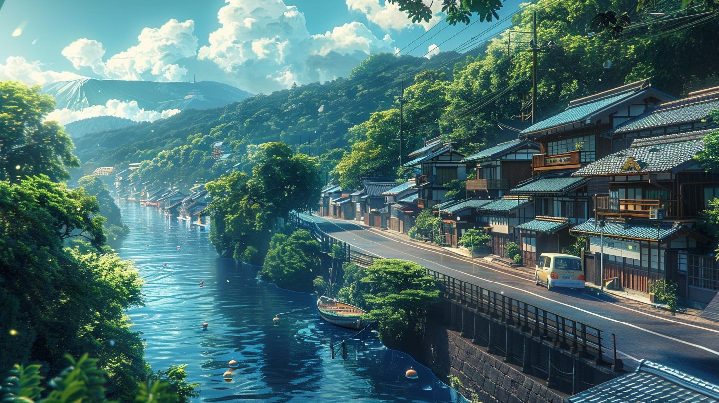 Japanese Townhouses By The River