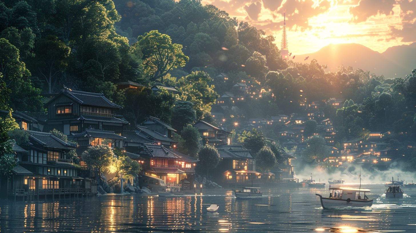 Japanese Townhouses By The River