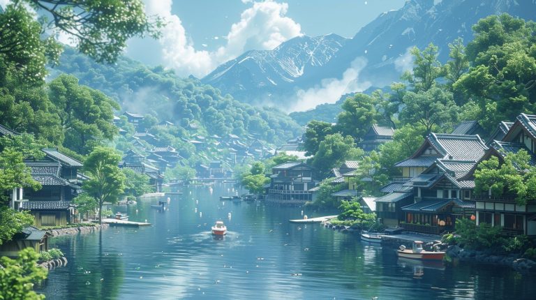 Japanese Townhouses By The River