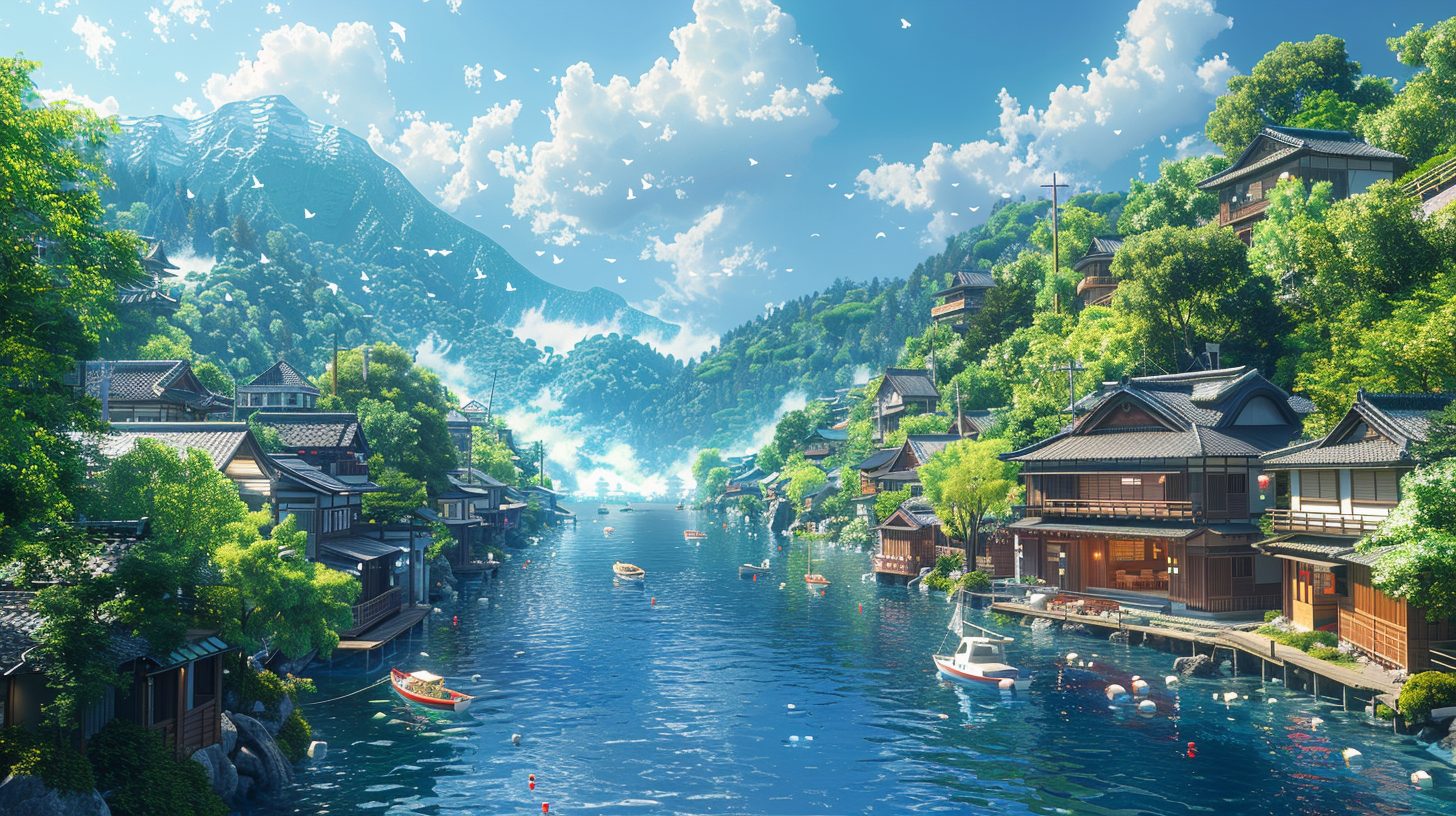 Japanese Townhouses By The River