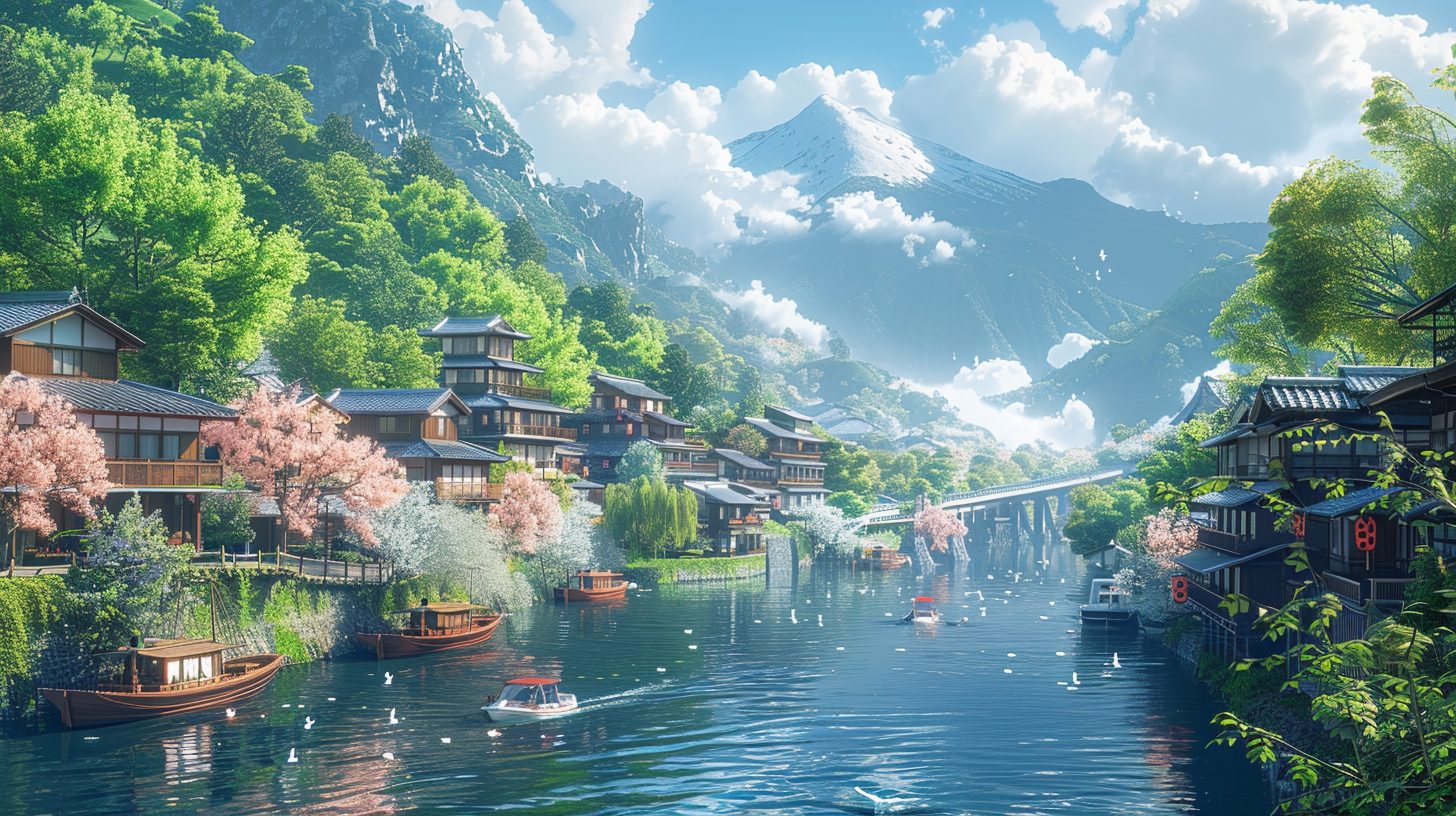 Japanese Townhouses By The River