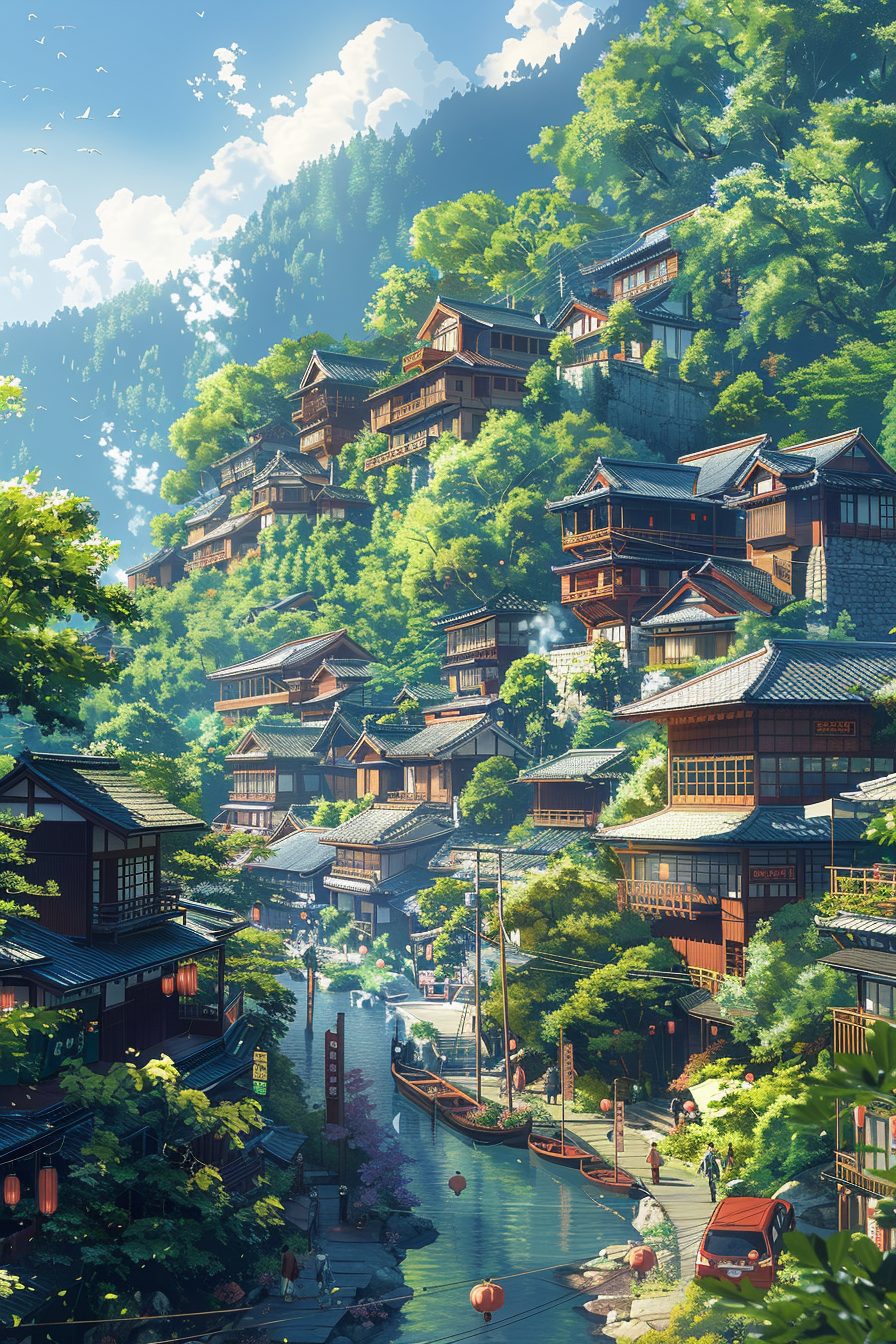 Japanese Townhouses By The River