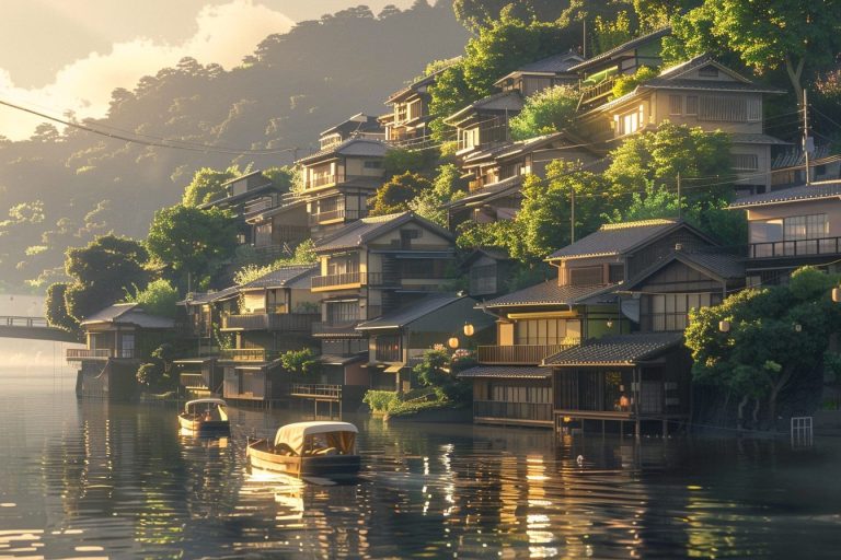 Japanese Townhouses By The River
