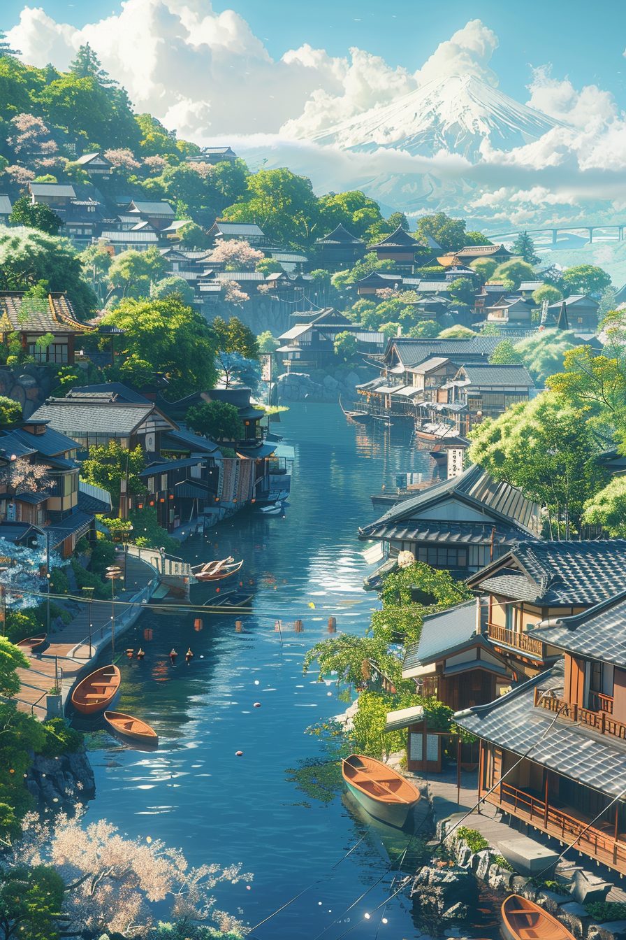 Japanese Townhouses By The River