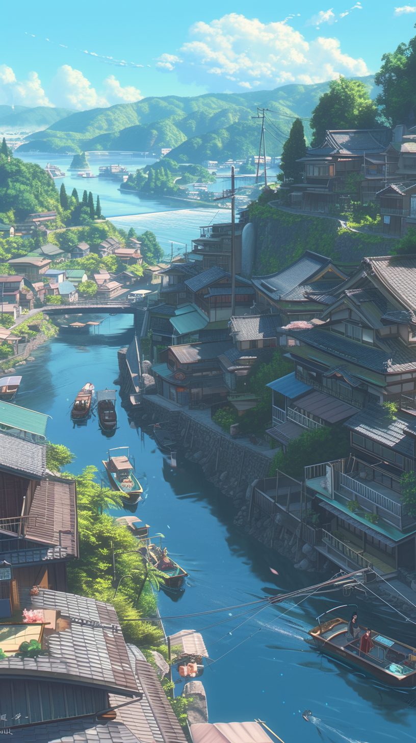 Japanese Townhouses By The River