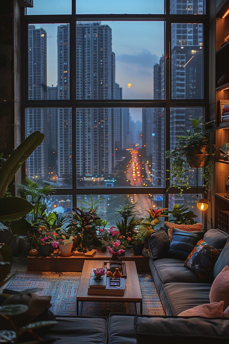 Apartment Interior Decorated with Flowers and Plants