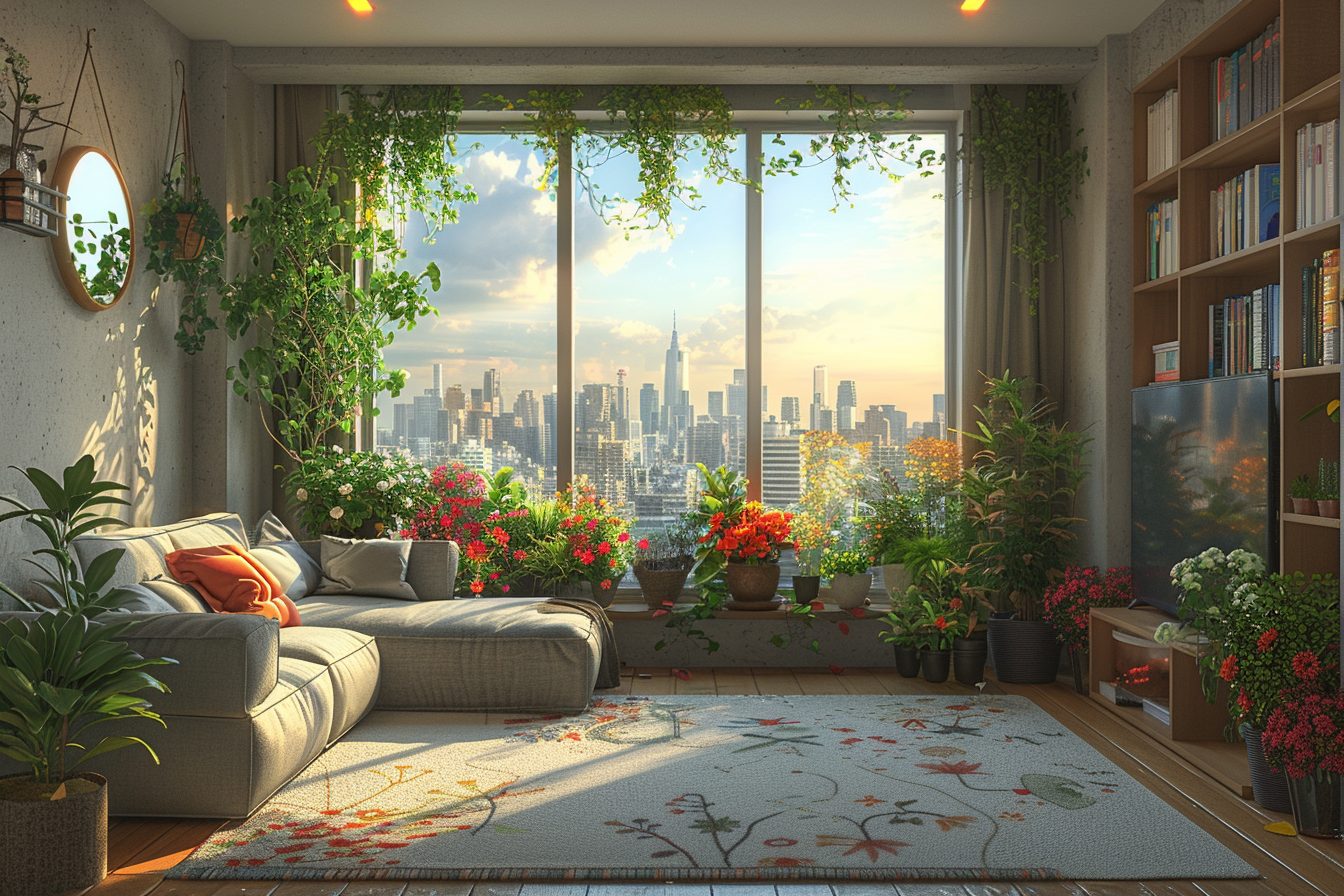 Apartment Interior Decorated with Flowers and Plants