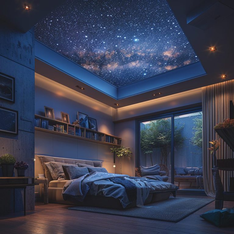 Contemporary Bedrooms with Skylight Views of the Night Sky