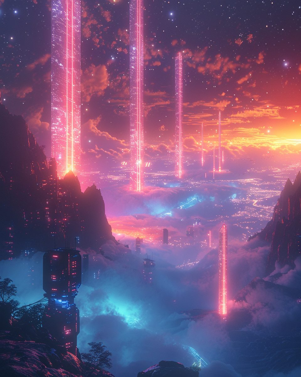 Cyberpunk Light Pillars