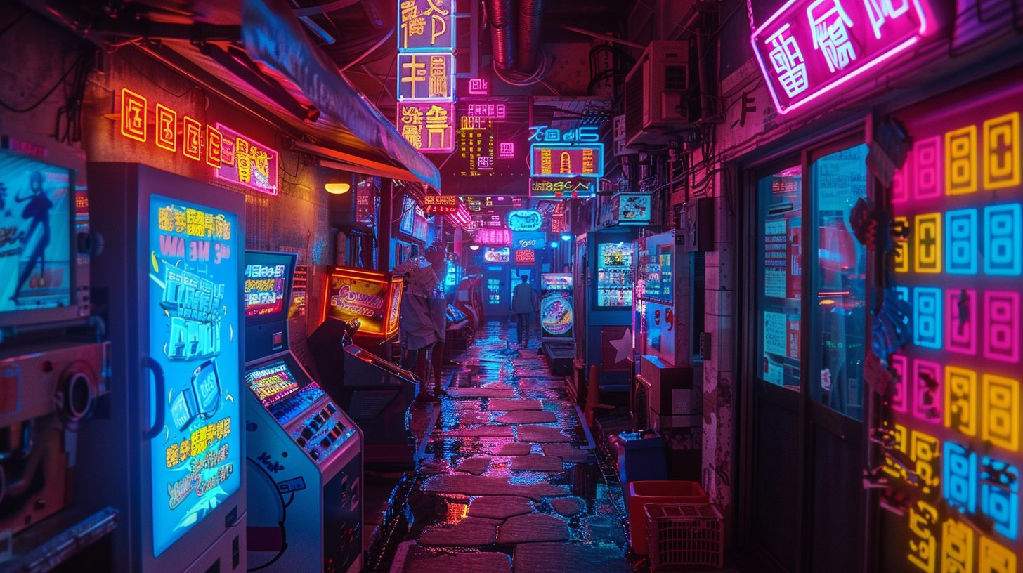 Cyberpunk Streets with Retro Gaming Vibes