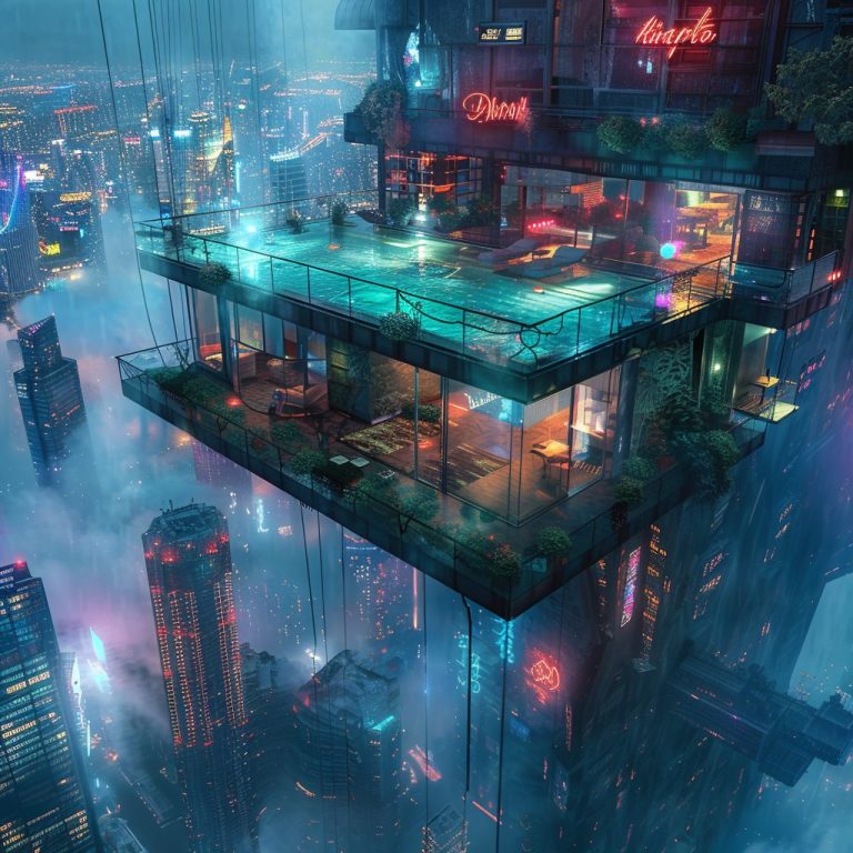 Futuristic House with a Swimming Pool to View the City