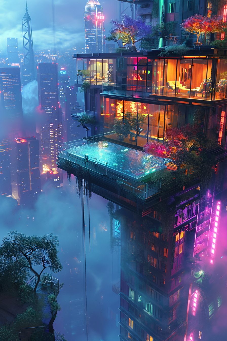 Futuristic House with a Swimming Pool to View the City