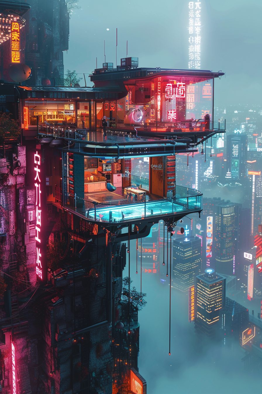 Futuristic House with a Swimming Pool to View the City