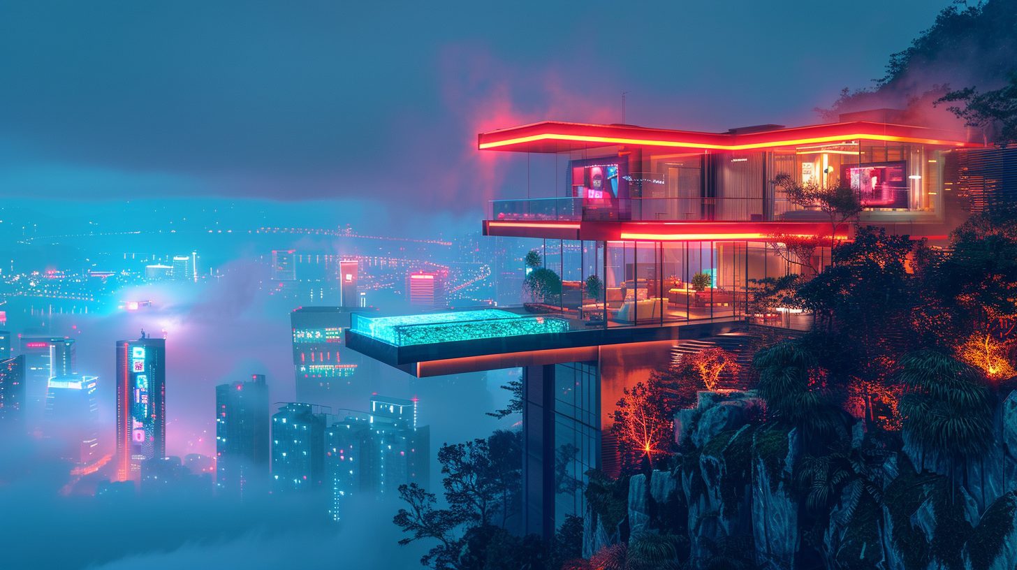 Futuristic House with a Swimming Pool to View the City