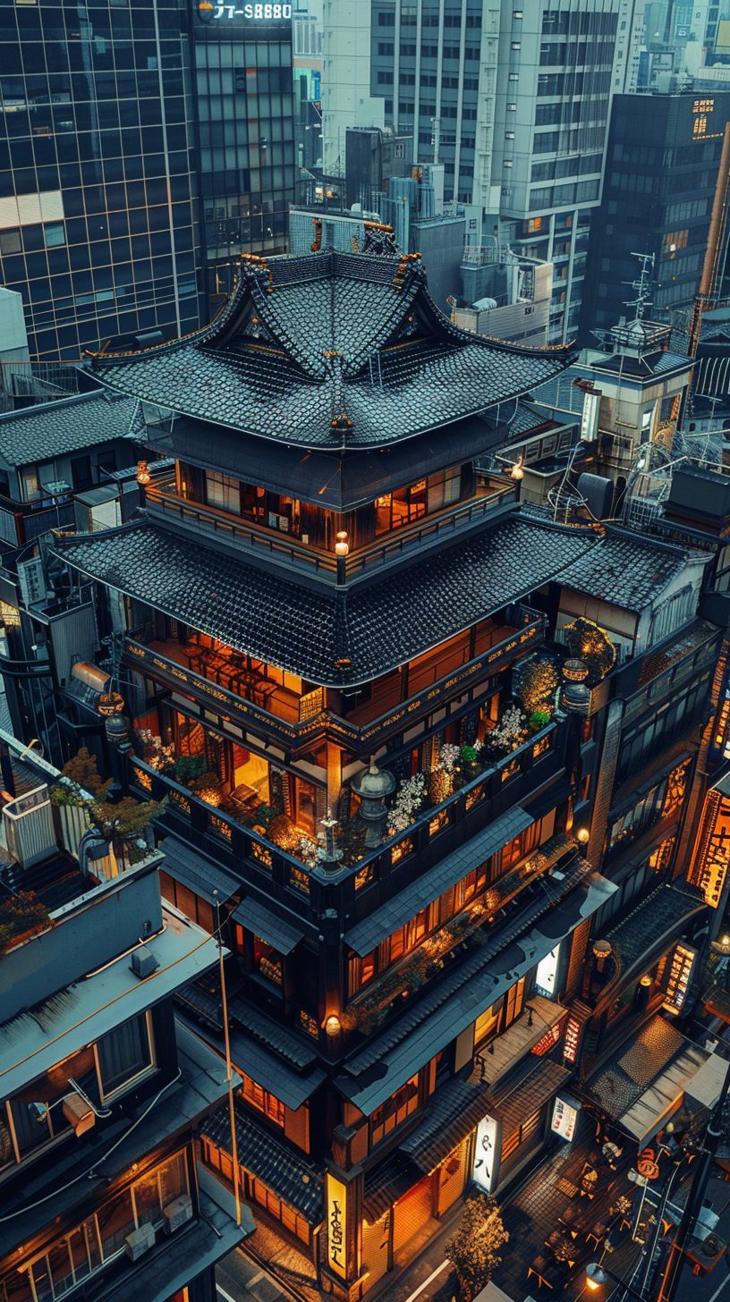 Traditional Japanese Houses Built On Modern Buildings’ Rooftops