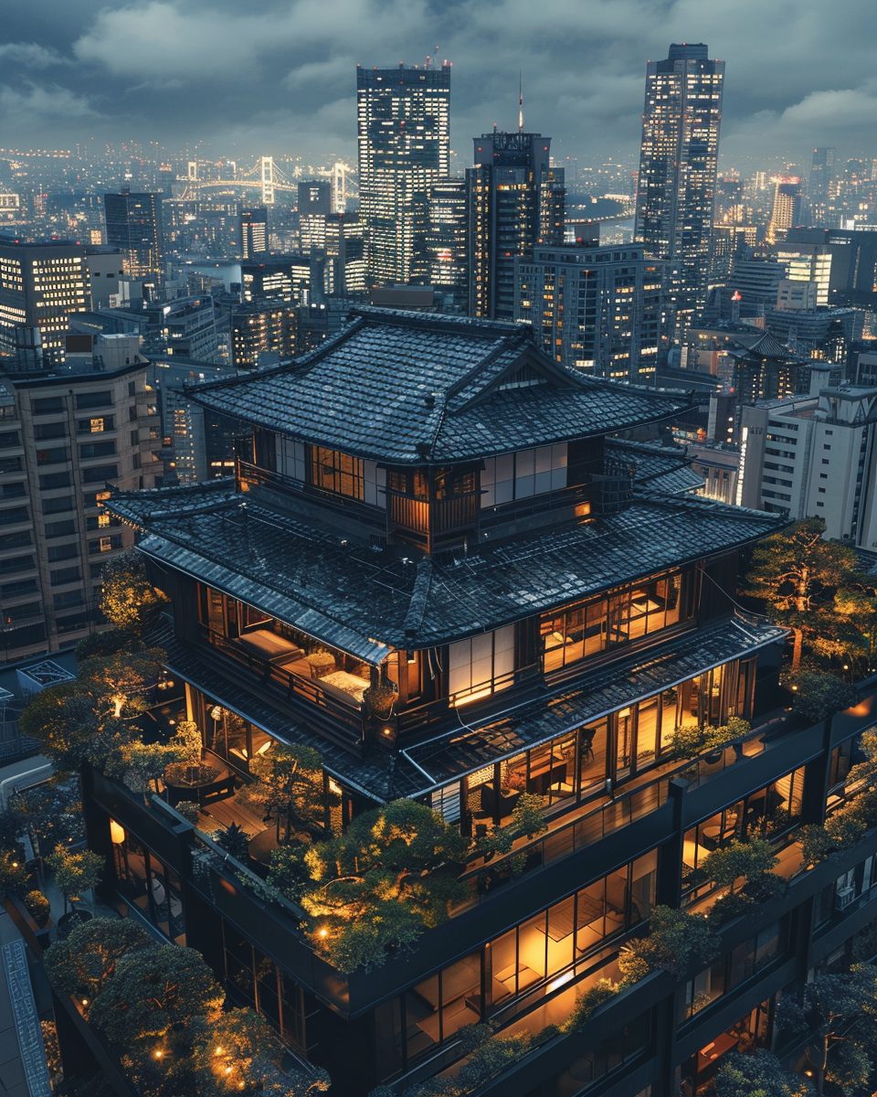 Traditional Japanese Houses Built On Modern Buildings’ Rooftops