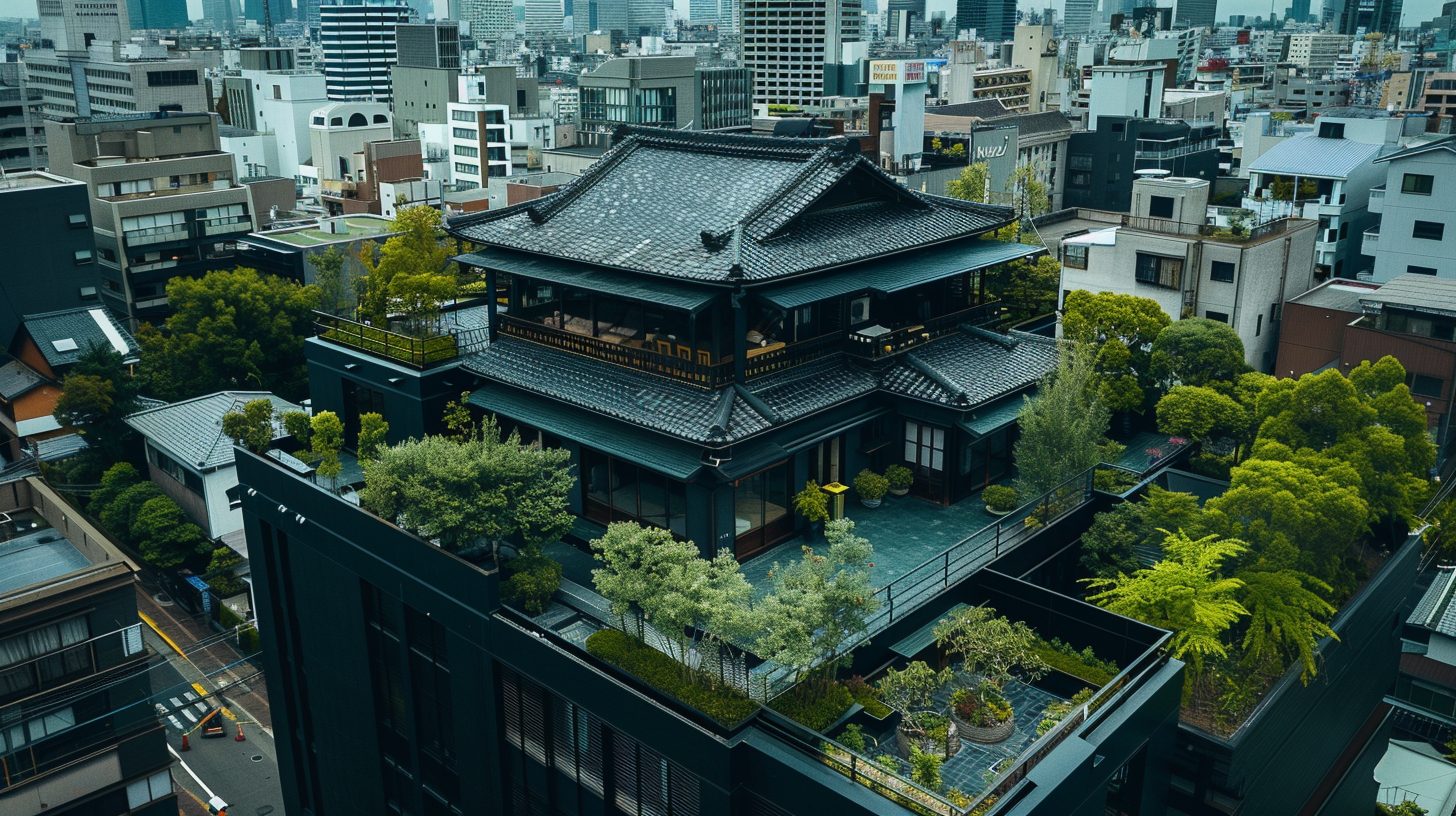 Traditional Japanese Houses Built On Modern Buildings’ Rooftops