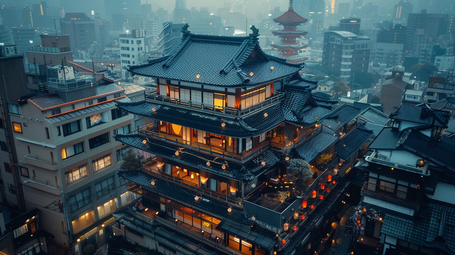Traditional Japanese Houses Built On Modern Buildings’ Rooftops