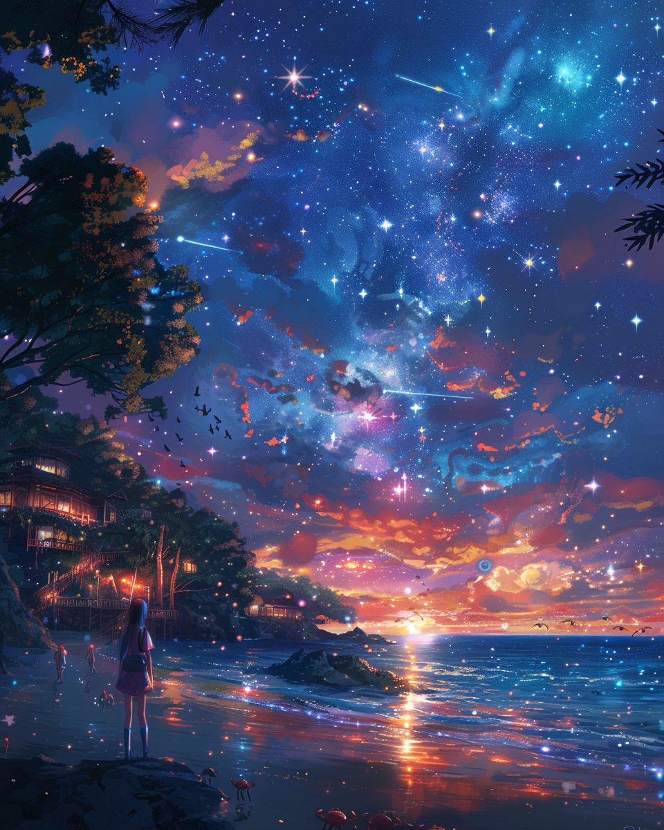 A Beach with Shooting Stars – Anime Vibes