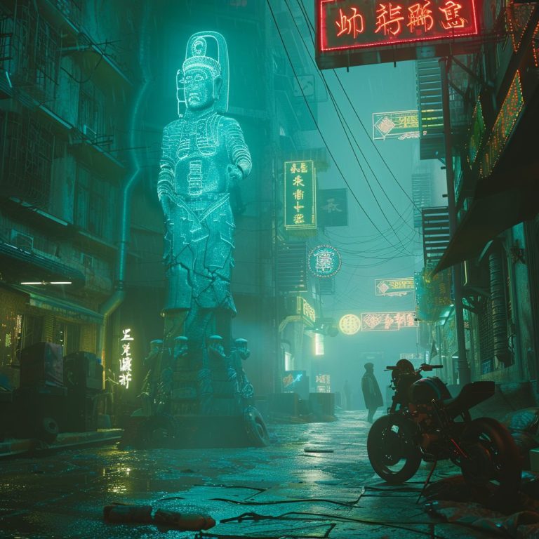 Cyberpunk Alleyways with Old Remnants