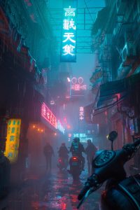 Cyberpunk Alleyways with Old Remnants